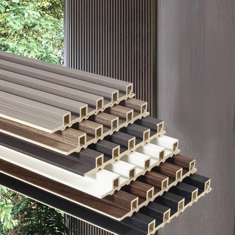 Akustik Dekorasi dinding interior kayu panel dinding 3d slate WPC ...